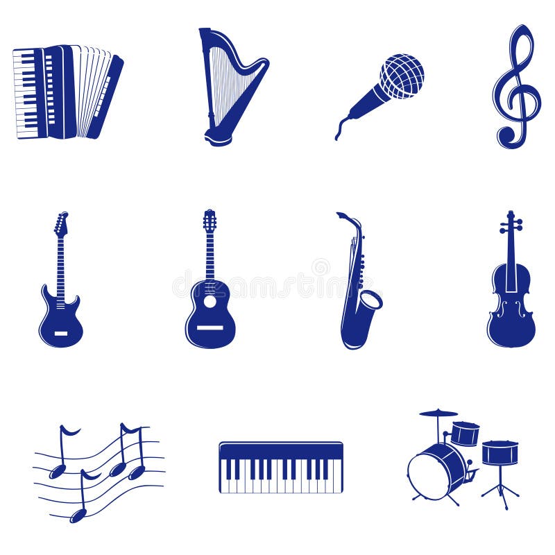 Musical Objects Cartoon Illustration Set Stock Vector - Illustration of ...