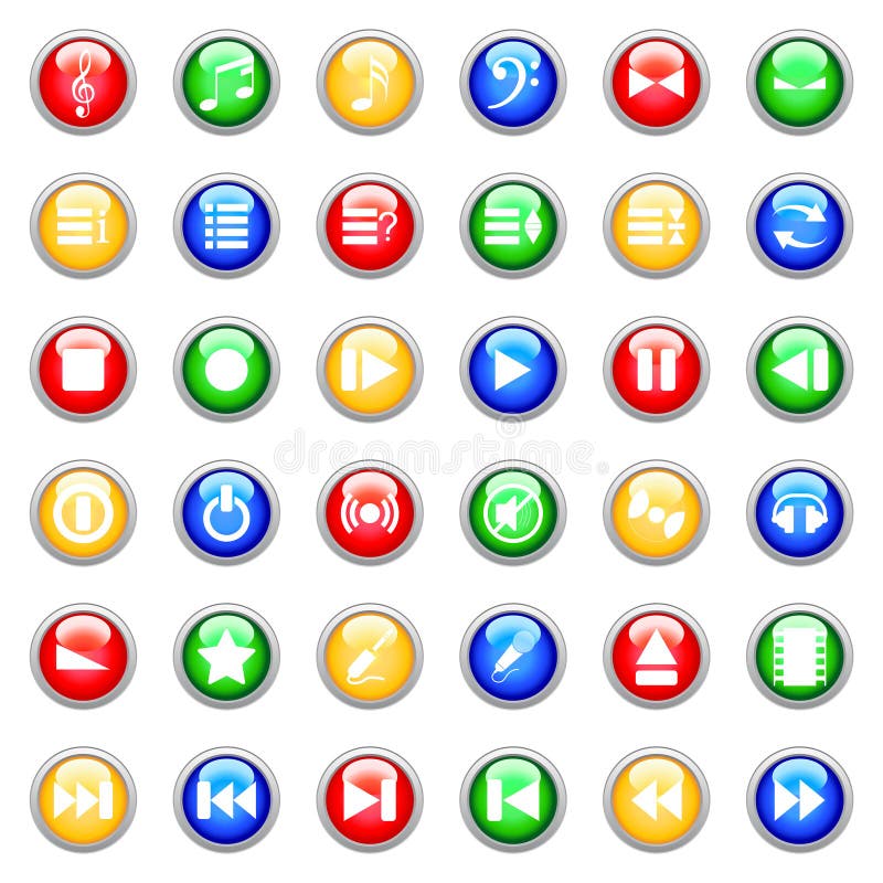 Musical icons set stock vector. Illustration of button - 8671664