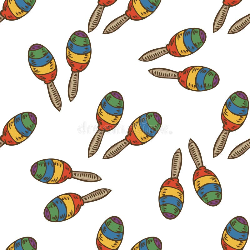 Rainbow Color Maraca Seamless Pattern Stock Illustration - Illustration ...
