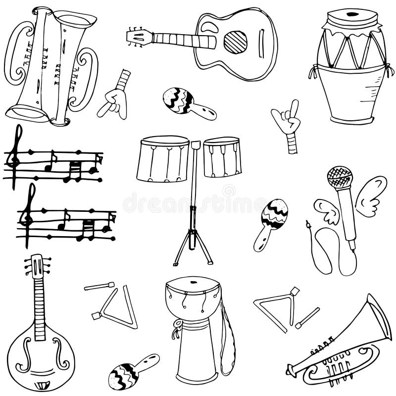 Musical Instrument Doodles Vector Art Stock Vector - Illustration of ...