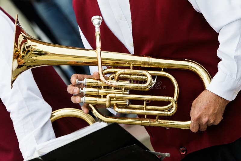 Musical Instrument in Hands, Tuba. Stock Photo - Image of instrument ...