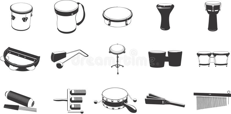Percussion Instruments Icons Stock Vector - Illustration of instruments ...