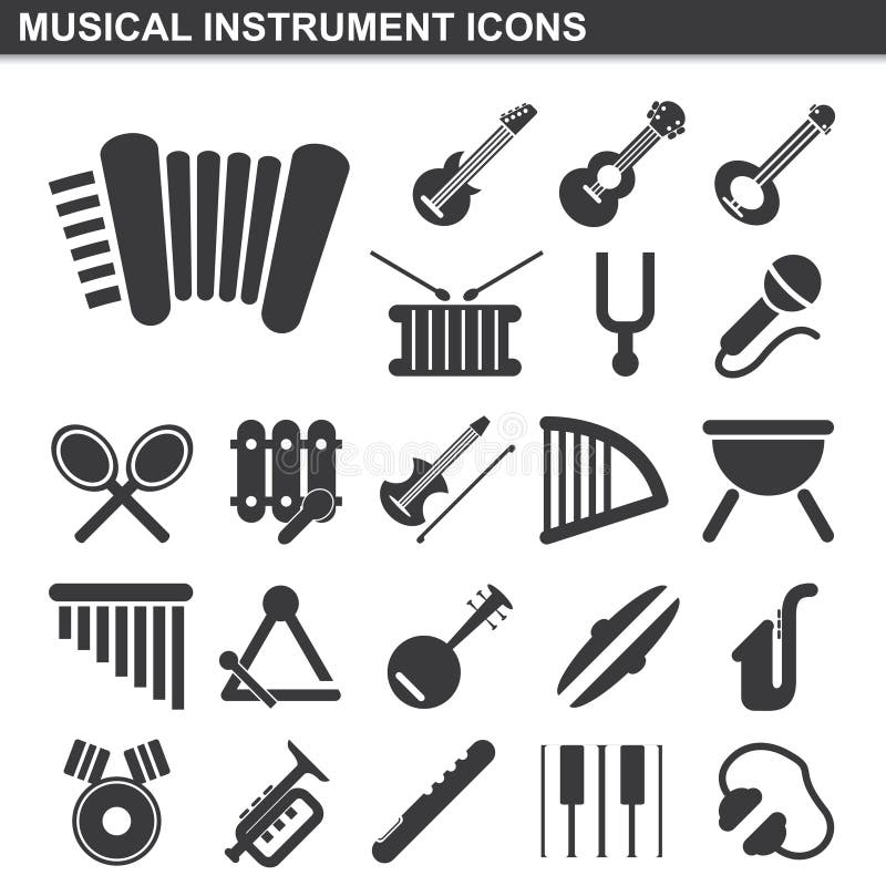 Musical Instrument Icons Set Stock Vector - Illustration of sign ...