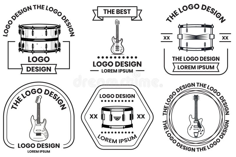 Musical Instrument Logo in Flat Line Art Style Stock Vector ...
