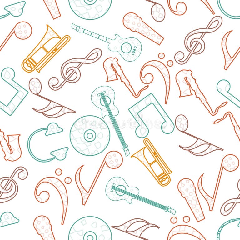 Musical Instrument and Notes. Stock Illustration - Illustration of ...