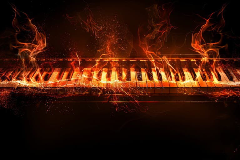 Musical Instrument Piano on Fire. Generative AI. Stock Illustration ...