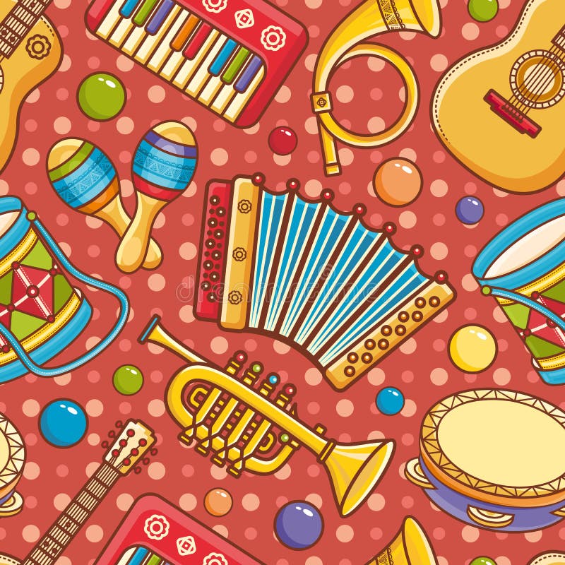 Musical Instrument. Seamless Colorful Pattern. Vector Ornament Stock ...