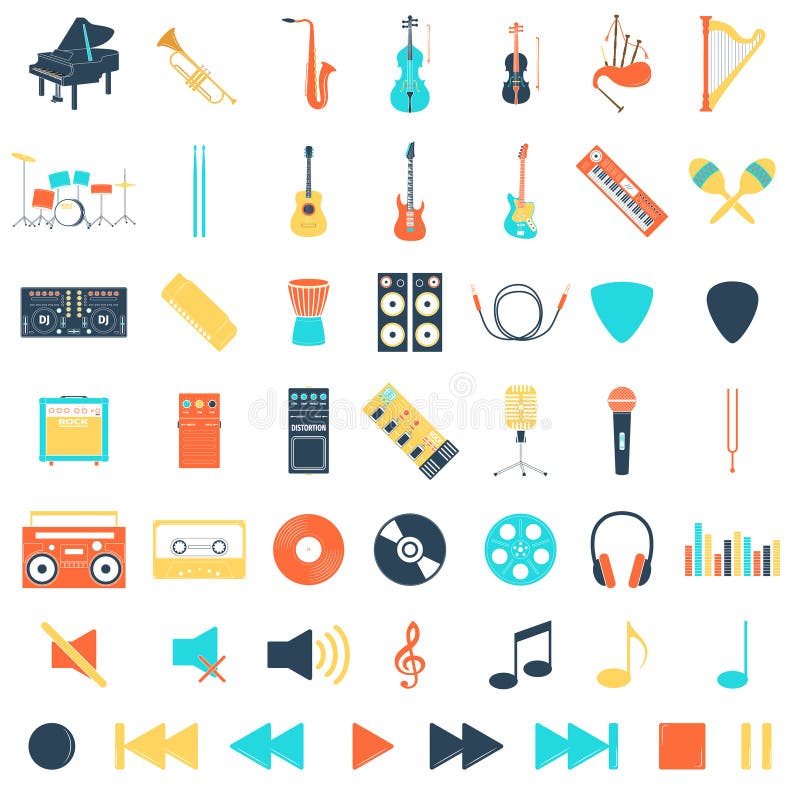 Musical instrument set stock vector. Illustration of drum - 70812792