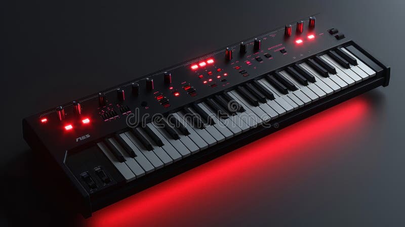 Musical Instrument Synthesizer on Black Background. Piano Keys Stock ...