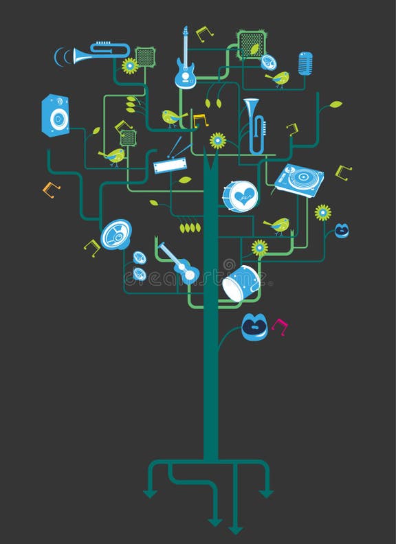Musical instrument tree stock vector. Illustration of instrument - 9764408