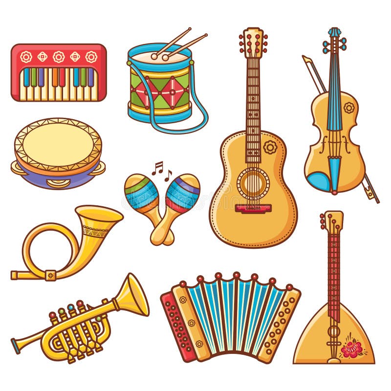 Musical Instrument. Vector Ornament. Cartoon Style Stock Vector ...