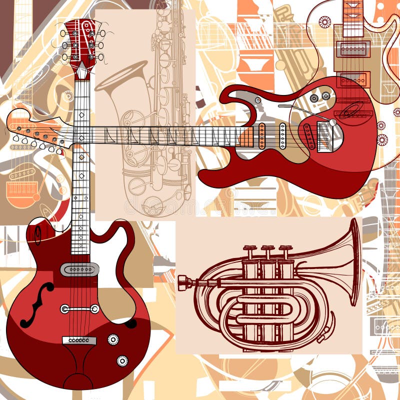Set of musical instruments stock illustration. Illustration of tool ...