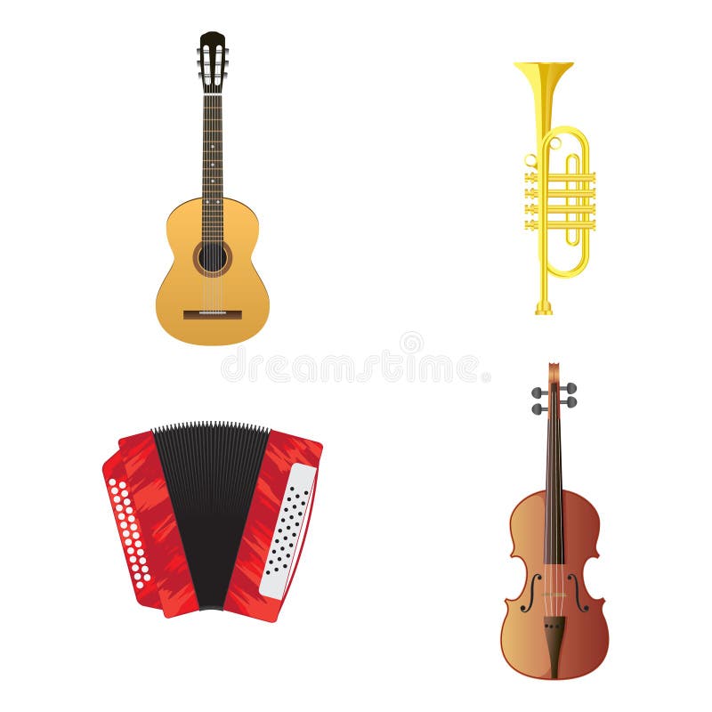 Vector Set of Indian Musical Instruments, Flat Style. Stock Vector ...