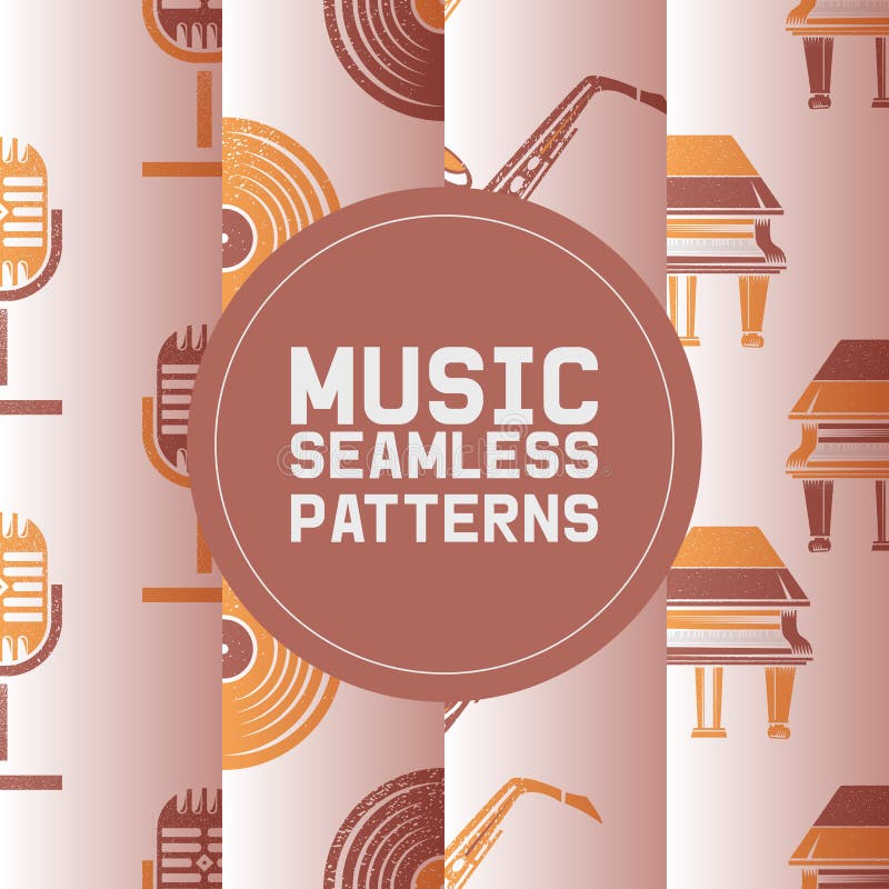 Musical Instruments and Accessories Set of Seamless Pattern Vector ...