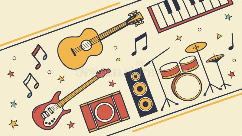 Musical Instruments Arrangement, Music and Rhythm Theme. Vector Design ...