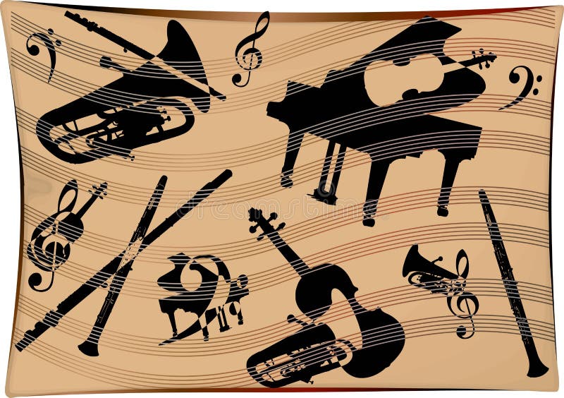 Musical Instruments Background Stock Illustration - Illustration of ...