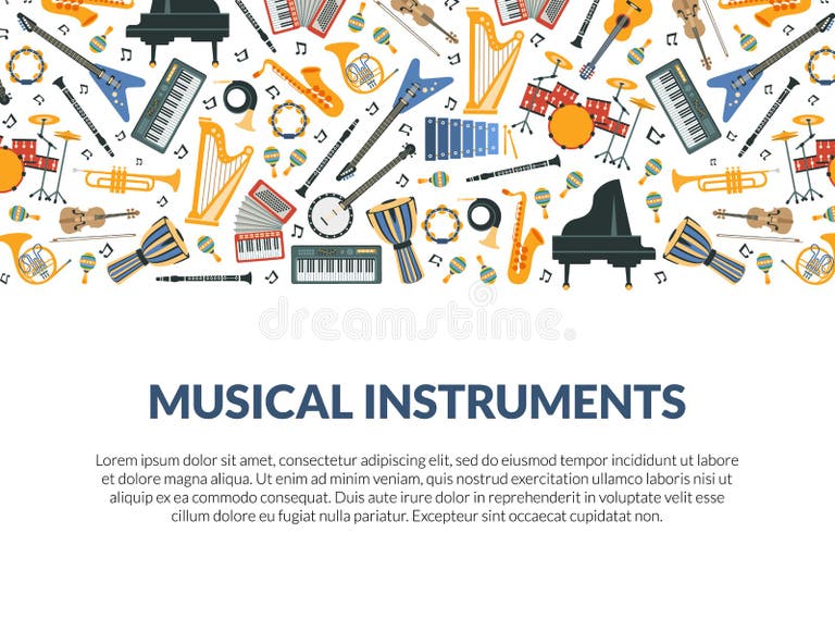 Musical Instruments Banner Template with Different Music Instruments ...