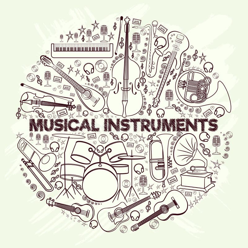 Musical Instruments in a Circle-01 Stock Vector - Illustration of ...