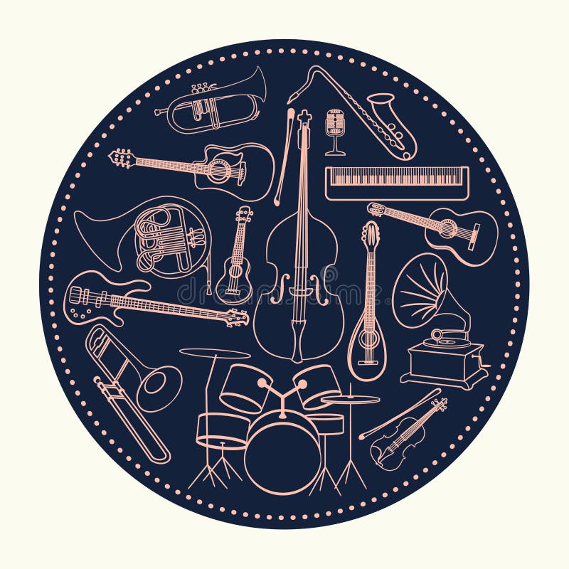 Musical Instruments in a Circle-04 Stock Vector - Illustration of ...