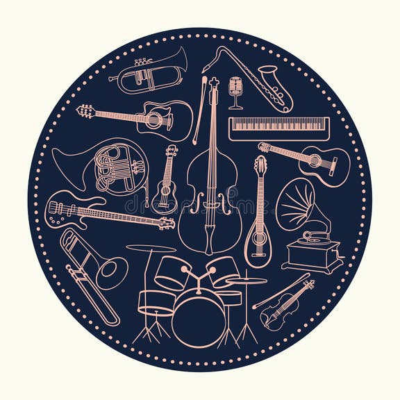 Musical Instruments in a Circle-04 Stock Vector - Illustration of ...
