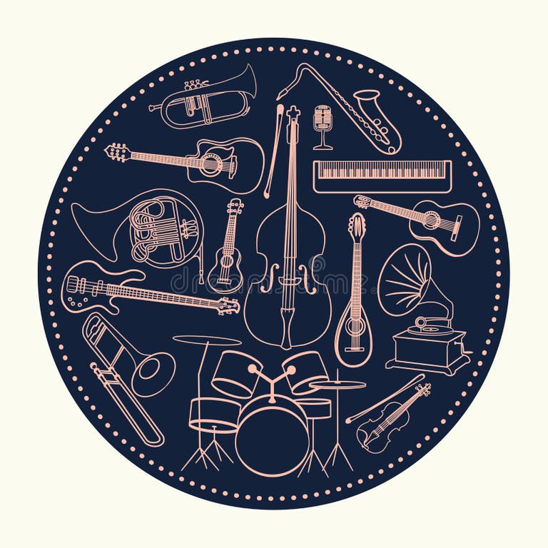 Musical Instruments in a Circle-04 Stock Vector - Illustration of ...
