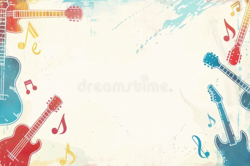 Musical Instruments with Colorful Notes Background for Print and ...