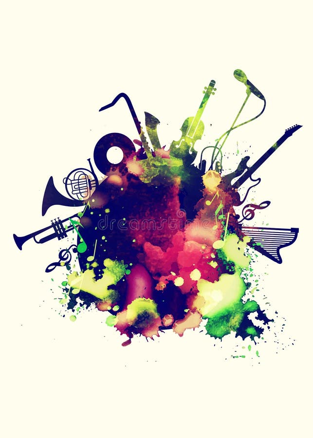 Musical Instruments and Colors Stock Illustration - Illustration of ...