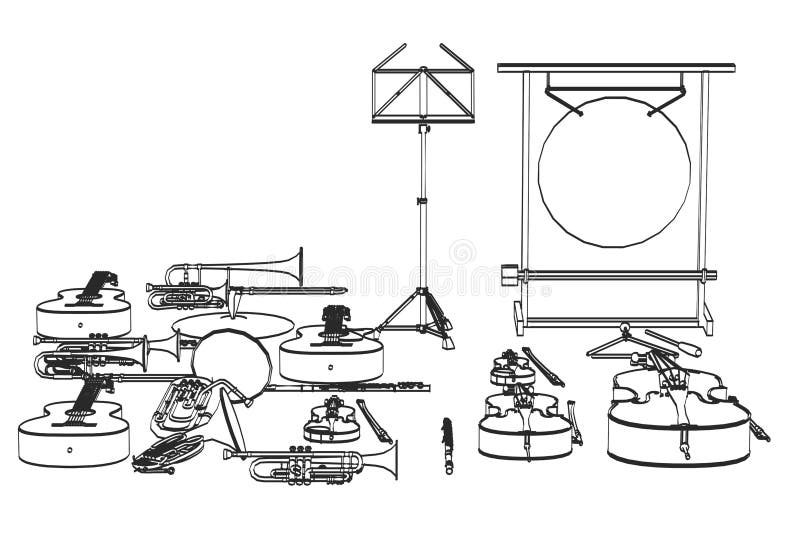 Musical instruments stock illustration. Illustration of bass - 70186213