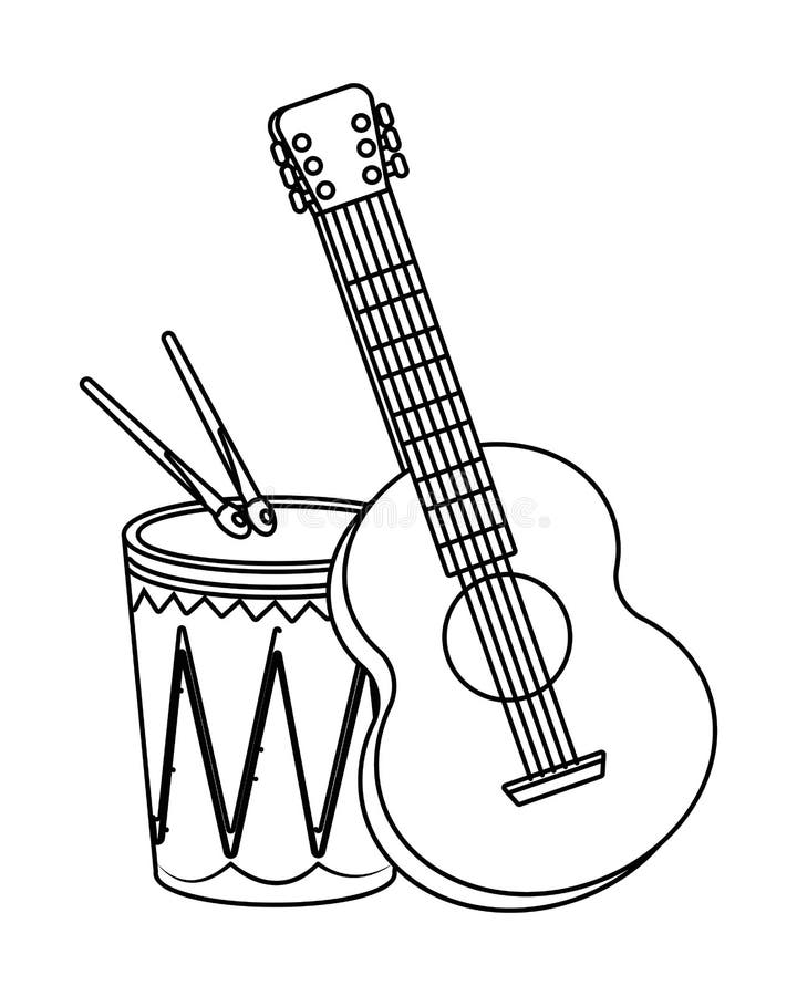 Musical Instruments Brazil Party Cartoons in Black and White Stock ...