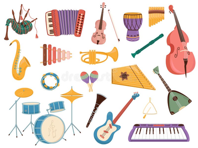 Musical Instruments. Electronic and Traditional Instruments, Cartoon ...