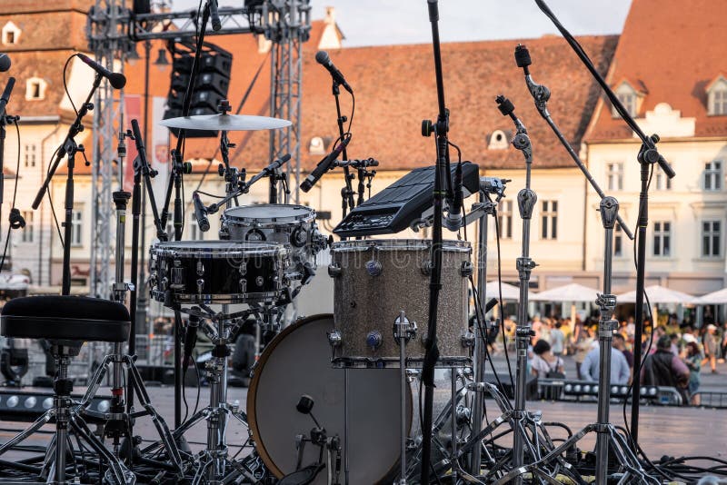 Musical Instruments on the Empty Stage Stock Photo - Image of listen ...