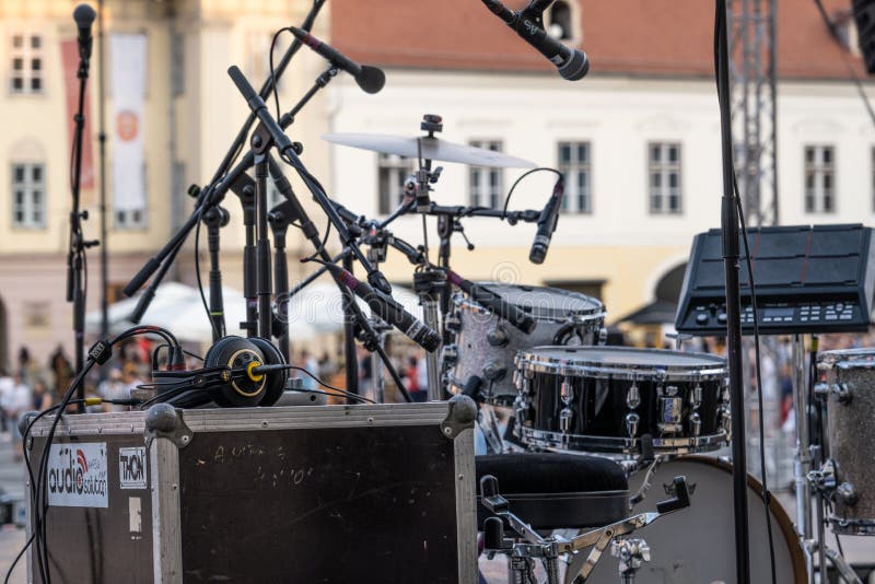 Musical Instruments on the Empty Stage Stock Image - Image of bright ...