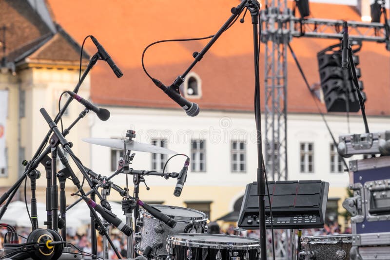 Musical Instruments on the Empty Stage Stock Photo - Image of ...