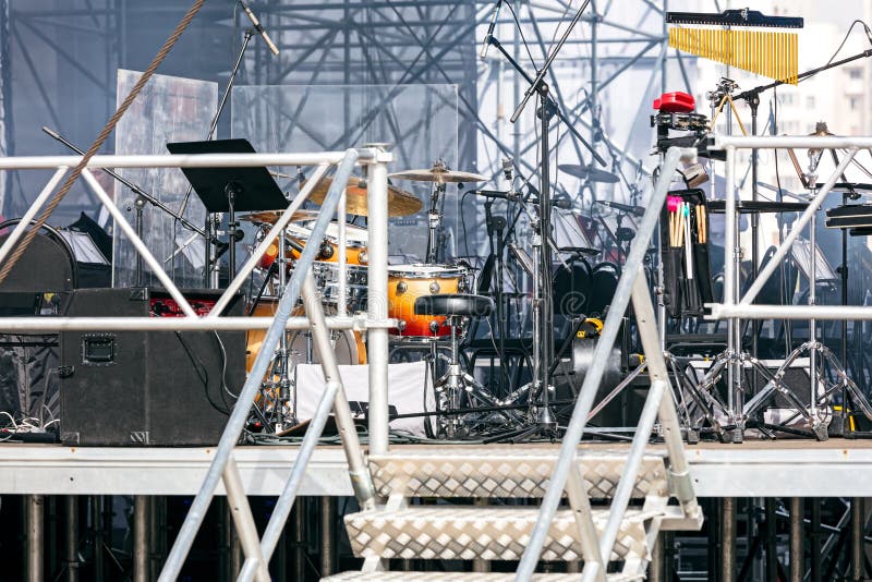 Equipment for Stage Lighting. Stage Light Rack with Spotlights. Stock ...