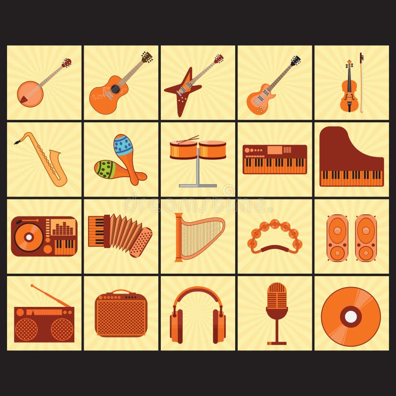 Musical Instruments and Equipment. Vector Illustration Decorative ...