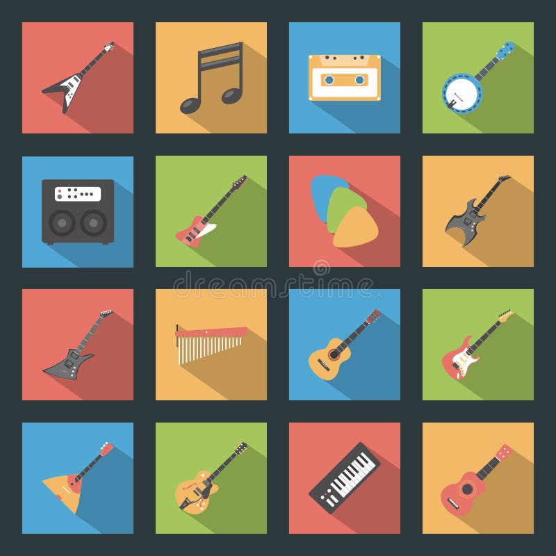 Set of Modern Flat Design Musical Instruments and Stock Vector ...