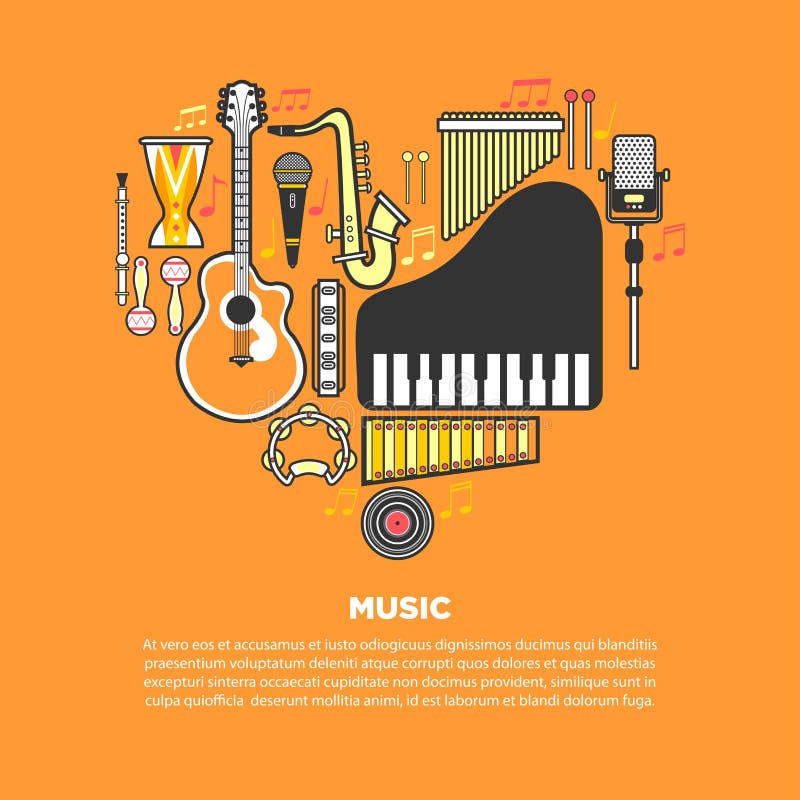 Musical Instruments Formed in Heart Illustration Stock Vector ...