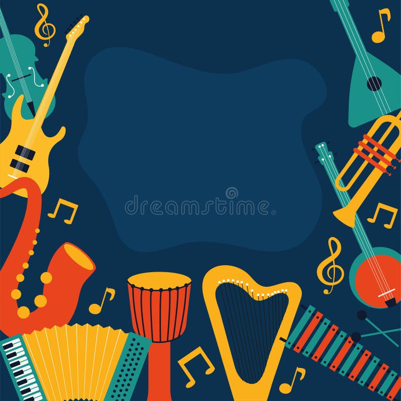 Musical instruments frame stock vector. Illustration of accordion ...