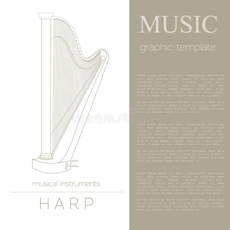 Musical Instruments Graphic Template. Harp Stock Vector - Illustration ...