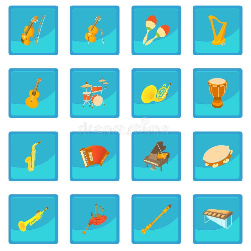 Musical Instruments Icons Set, Cartoon Style Stock Vector ...