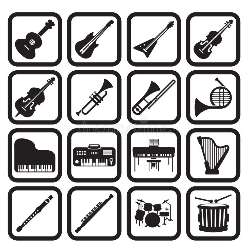 Musical Instruments Icon Set Stock Vector - Illustration of isolated ...