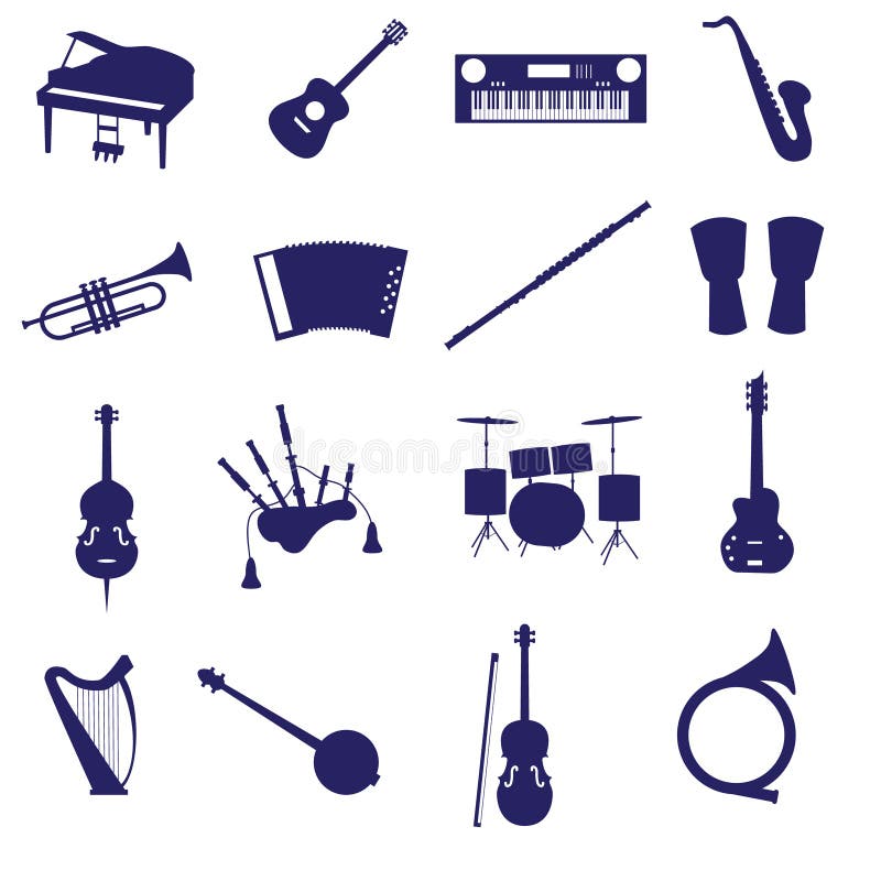 Musical Instruments Icon Set Eps10 Stock Vector - Illustration of bass ...