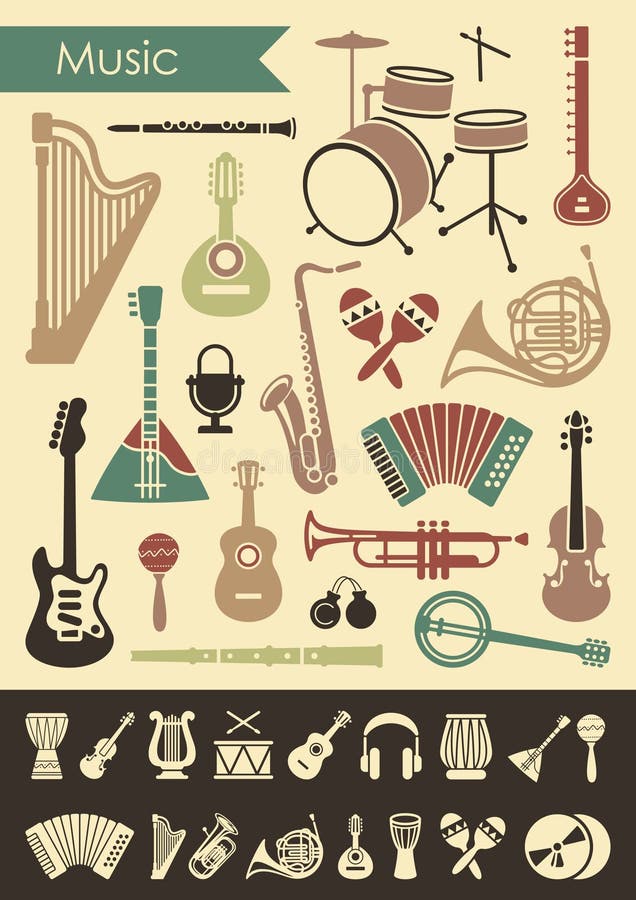 Collection of Musical Instruments Icons. Vector Illustration Stock ... Collection of Musical Instruments Icons. Vector Illustration Stock ...