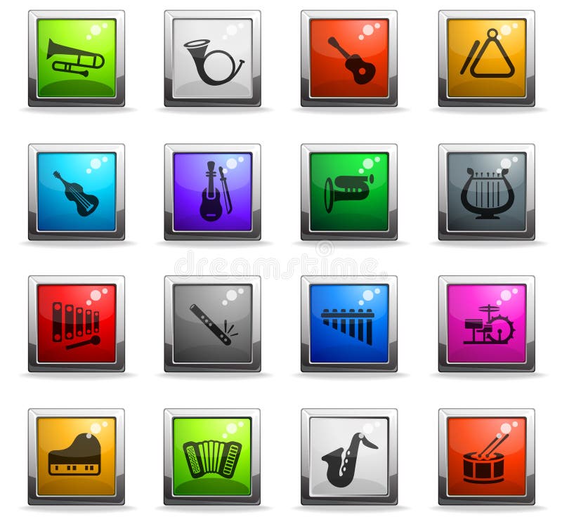 Musical Instruments Icon Set Stock Illustration - Illustration of flute ...