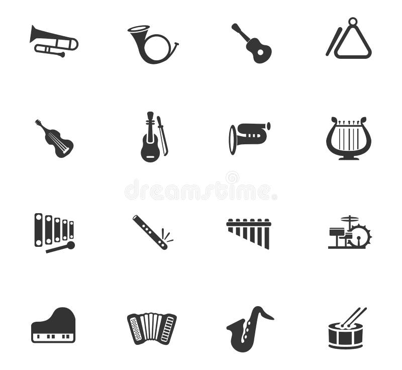 Musical Instruments Icon Set Stock Vector - Illustration of flute ...