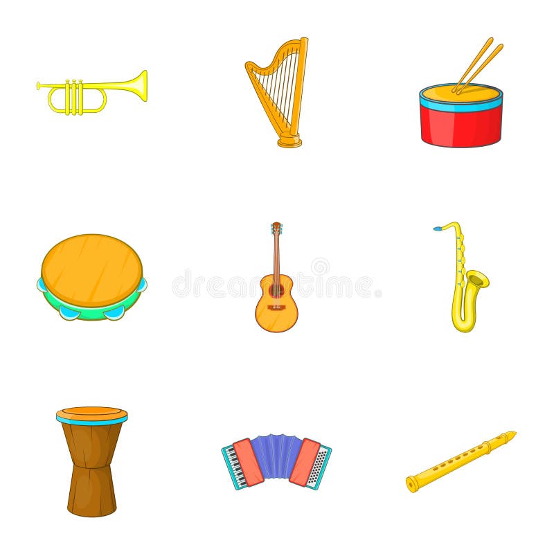 Musical Instruments Icons Set, Cartoon Style Stock Vector ...