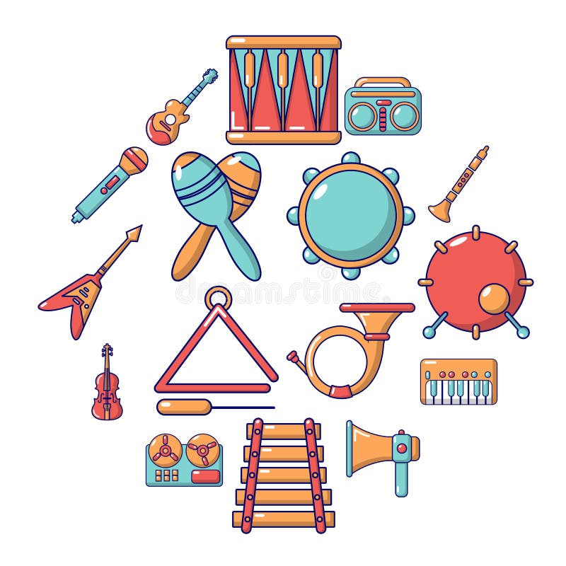 Musical Instruments Icons Set, Cartoon Style Stock Vector ... Musical Instruments Icons Set, Cartoon Style Stock Vector ...