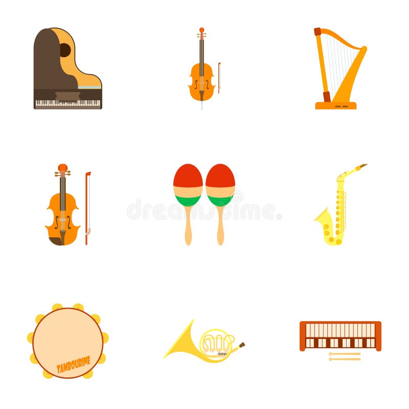 Musical Instruments Icons Set, Cartoon Style Stock Vector ...