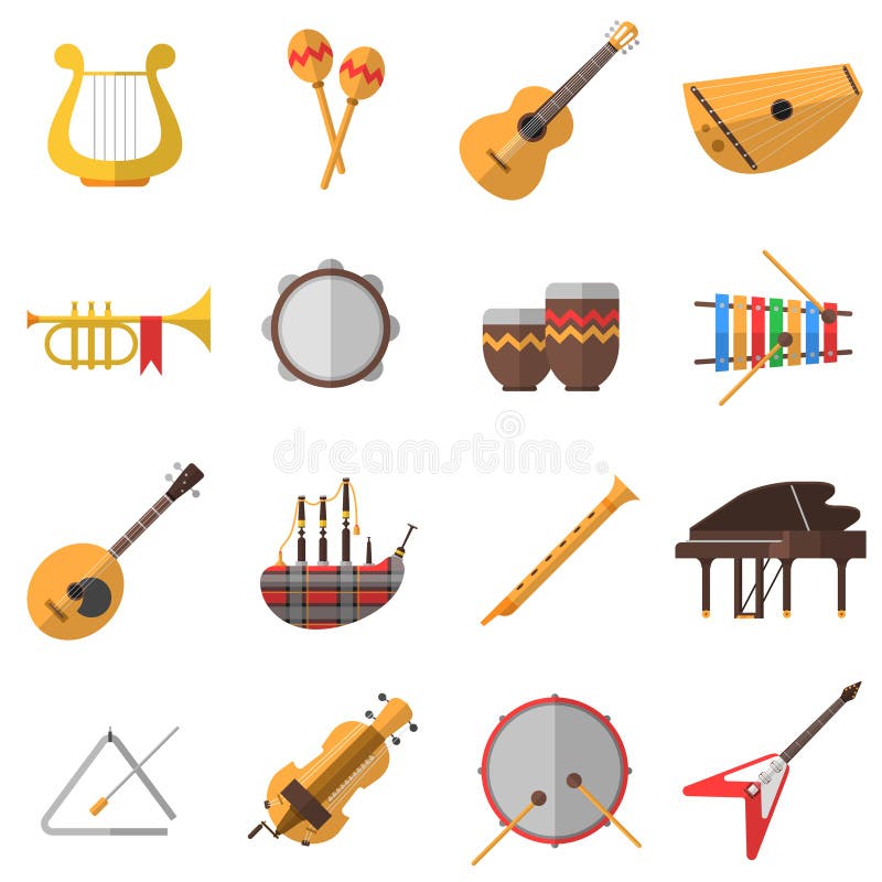 Musical Instruments Icons Set Stock Vector - Illustration of orchestra ...