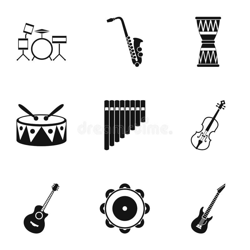 Musical Instruments Icons Set, Simple Style Stock Vector - Illustration ...